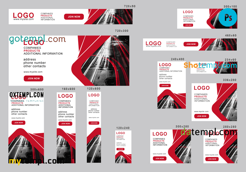 layersflow editable banner template set of 13 PSD