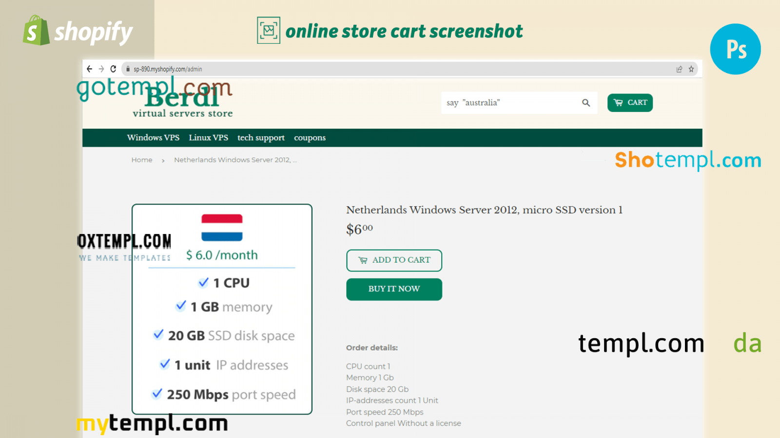windows VPS completely ready online store Shopify hosted and products ...