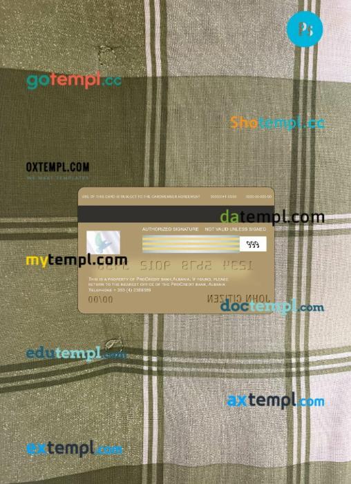 Albania Procredit bank visa card PSD scan and photo-realistic snapshot ...