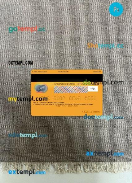 Albania Tirana bank mastercard PSD scan and photo taken image, 2 in 1