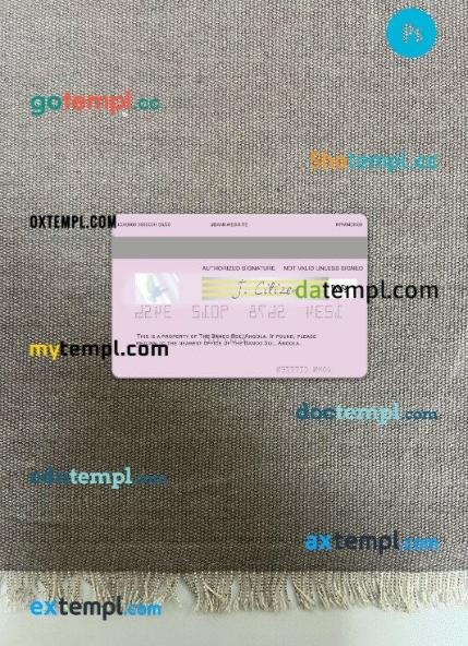 Angola Banco Sol visa card PSD scan and photo-realistic snapshot, 2 in 1