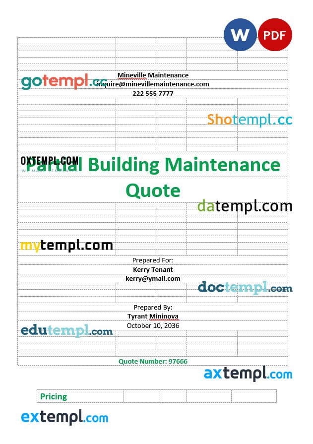 free annual maintenance contract quotation template in Word and PDF format