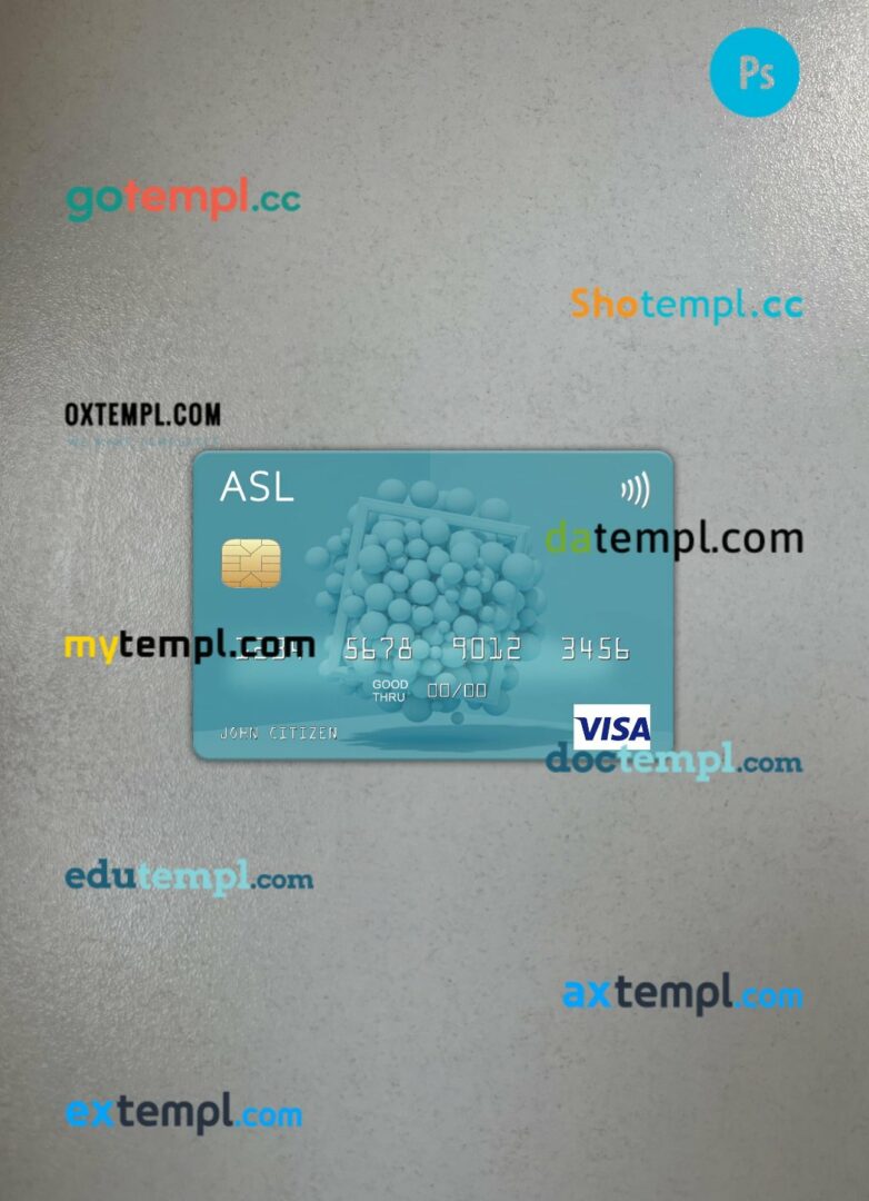 Australia Australian Settlements Limited (ASL) visa card PSD scan and ...