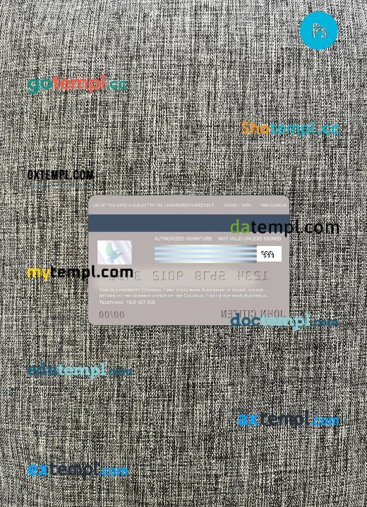 Australia Colonial first state visa card PSD scan and photo-realistic ...