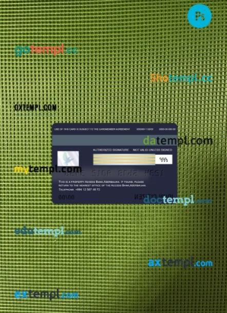 Azerbaijan Access bank visa card PSD scan and photo-realistic snapshot ...