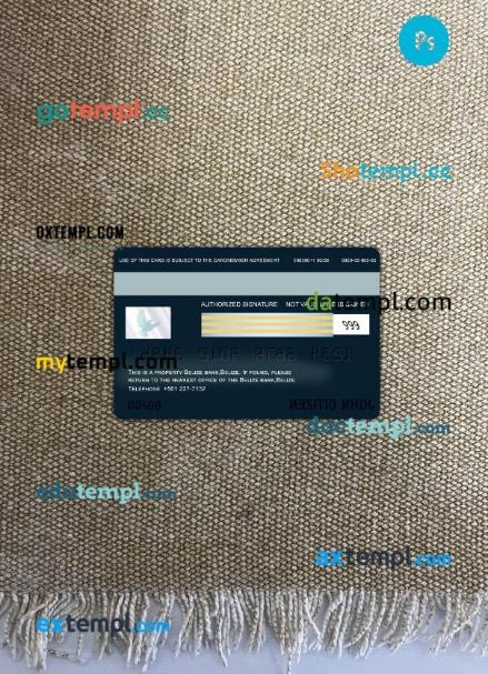 Belize Belizebank visa card PSD scan and photo-realistic snapshot, 2 in 1