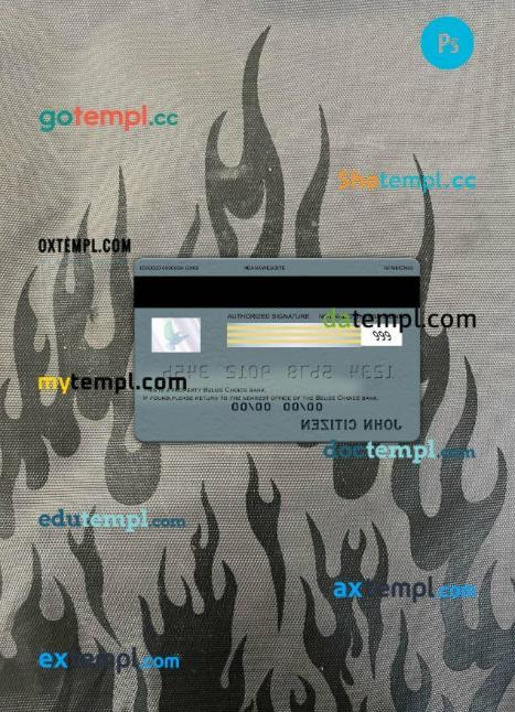 Belize Choice bank visa card PSD scan and photo-realistic snapshot, 2 in 1