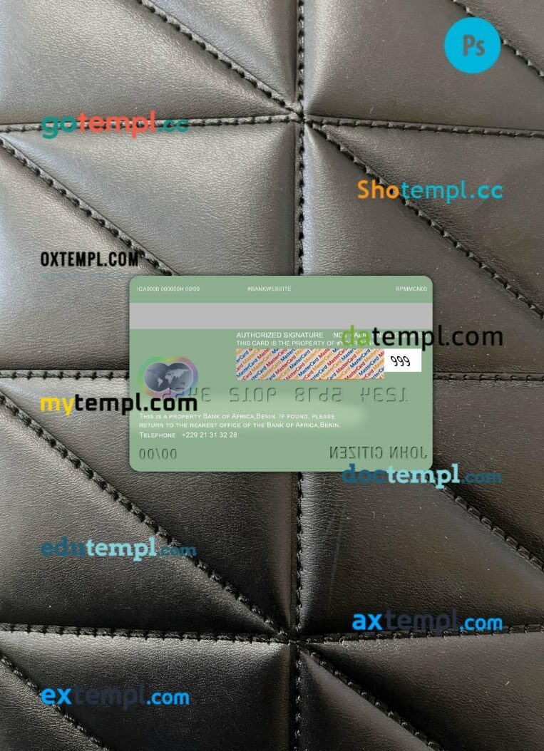 Benin Bank of Africa mastercard PSD scan and photo taken image, 2 in 1
