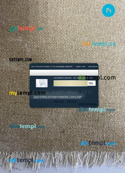 Botswana Savings bank visa card PSD scan and photo-realistic snapshot ...