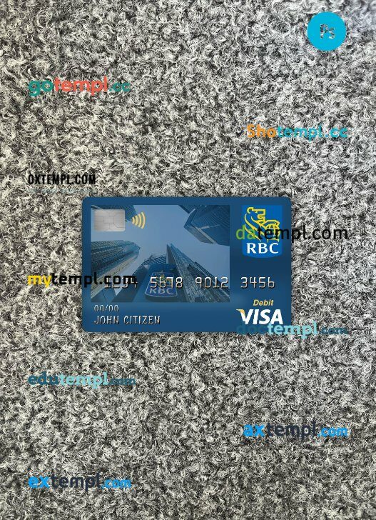 Canada Royal bank (RBC) visa debit card PSD scan and photo-realistic ...