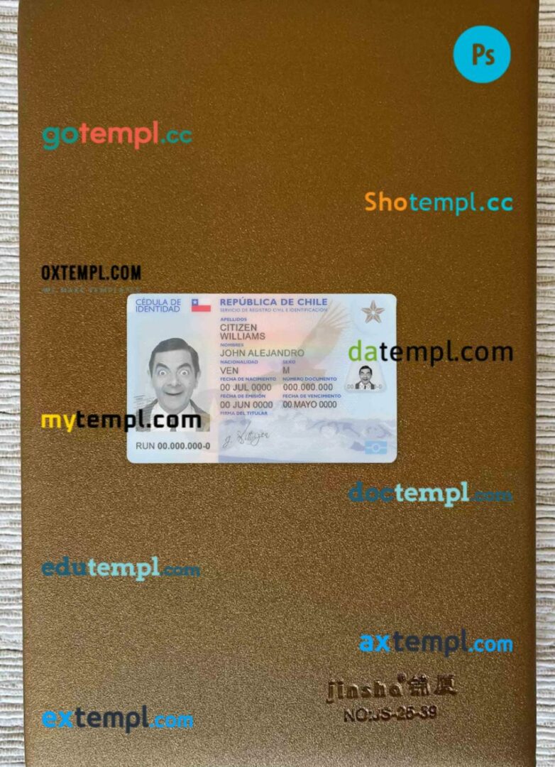 Chile ID card editable PSDs, scan and photo-realistic snapshot, 2 in 1