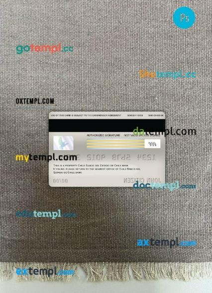 Chile Banco del estado de chile bank visa debit card PSD scan and photo ...