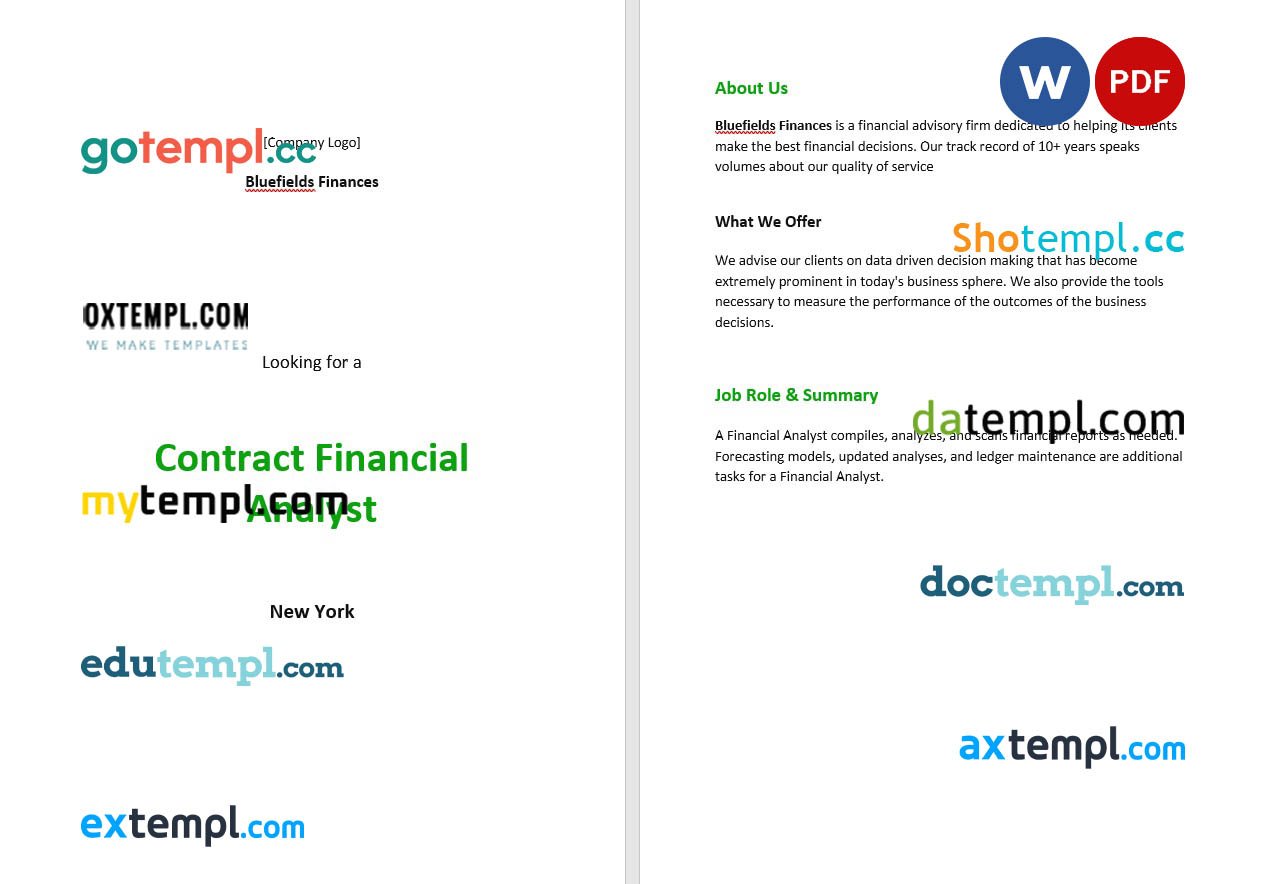 free contract financial analyst job description template, Word and PDF ...