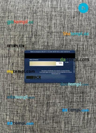 Costa Rica The Bank of Costa Rica (BCR) visa business card PSD scan and photo-realistic snapshot ...