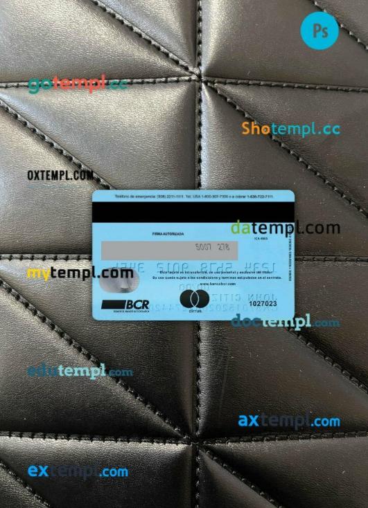 Costa Rica The Bank of Costa Rica master debit card PSD scan and photo ...