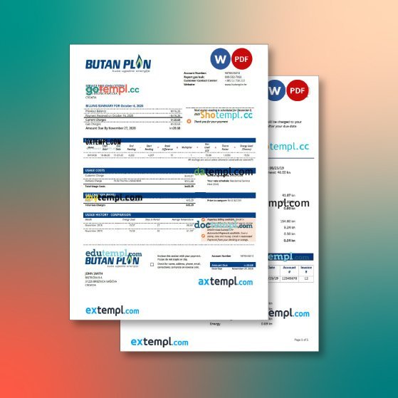 Croatia utility bill 2 templates in one archive – with takeaway price