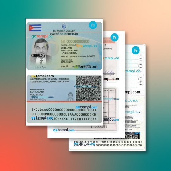 Cuba identity document 3 templates in one collection – with price cut