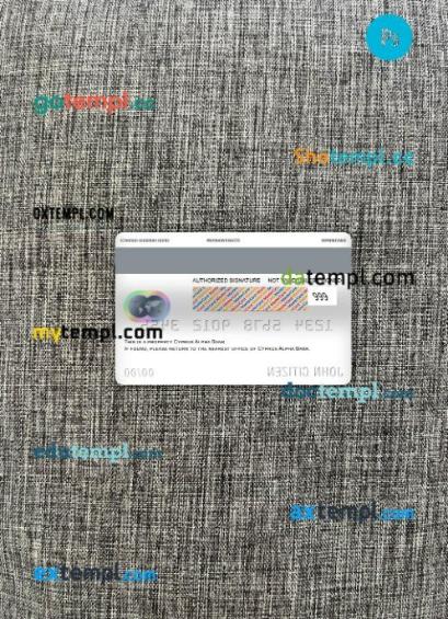 Cyprus Alpha bank master debit card PSD scan and photo taken image, 2 in 1