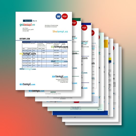 Denmark bank statement 10 templates in one record – with discount price ...