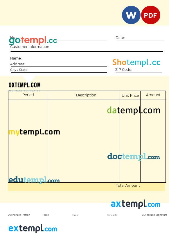 Editable Commercial Sales Invoice template in word and pdf format