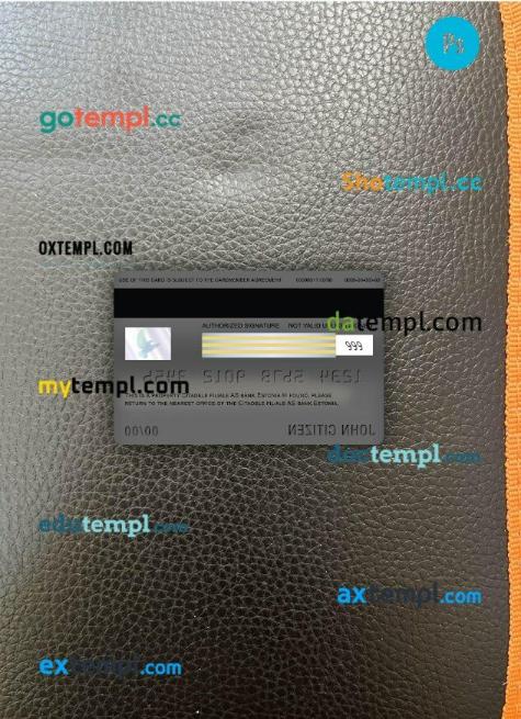 Estonia Citadele filiale AS bank visa electron card PSD scan and photo ...