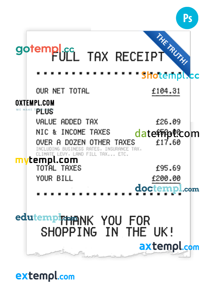 FULL TAX receipt PSD template | gotempl.cc