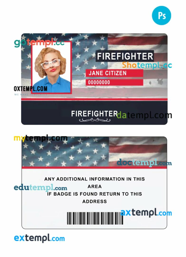 Fire station firefighter ID card PSD template – gotempl.cc