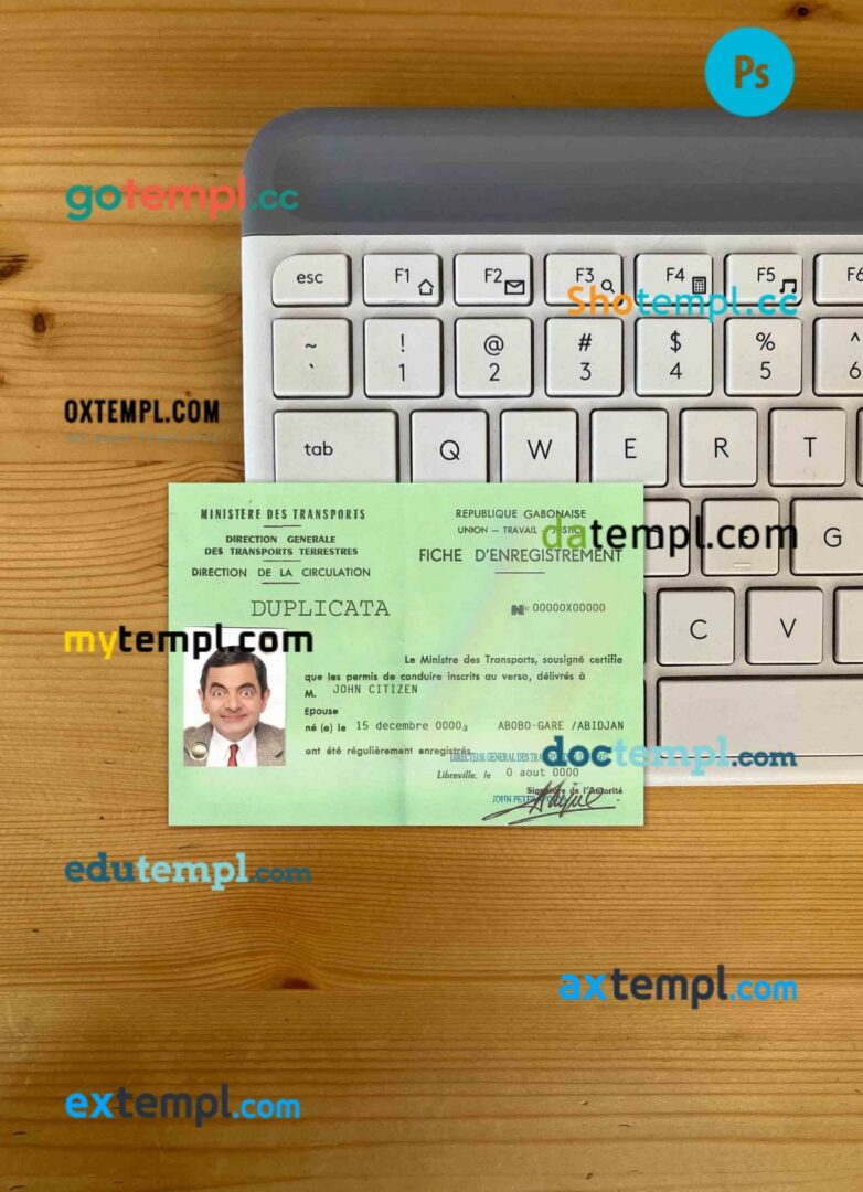 Gabon driving license editable PSD files, scan look and photo-realistic ...