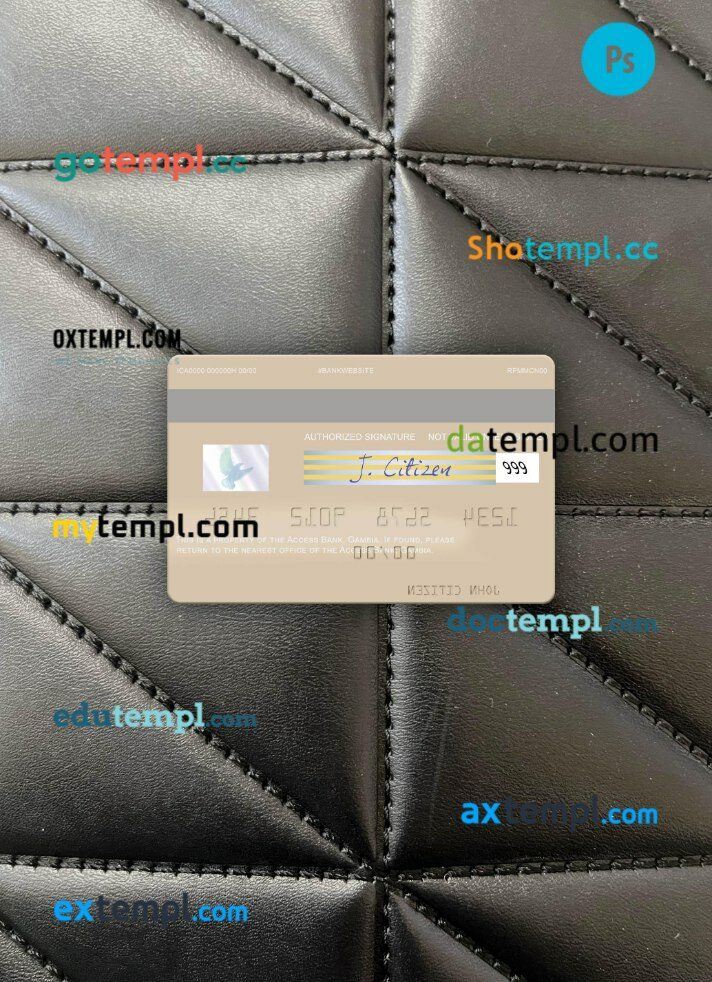 Gambia Access Bank visa debit card PSD scan and photo-realistic ...