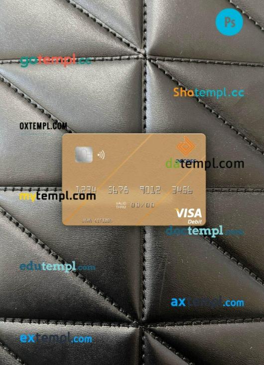 Gambia Access Bank visa debit card PSD scan and photo-realistic ...