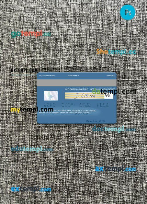 Georgia Basis Bank visa debit card PSD scan and photo-realistic ...