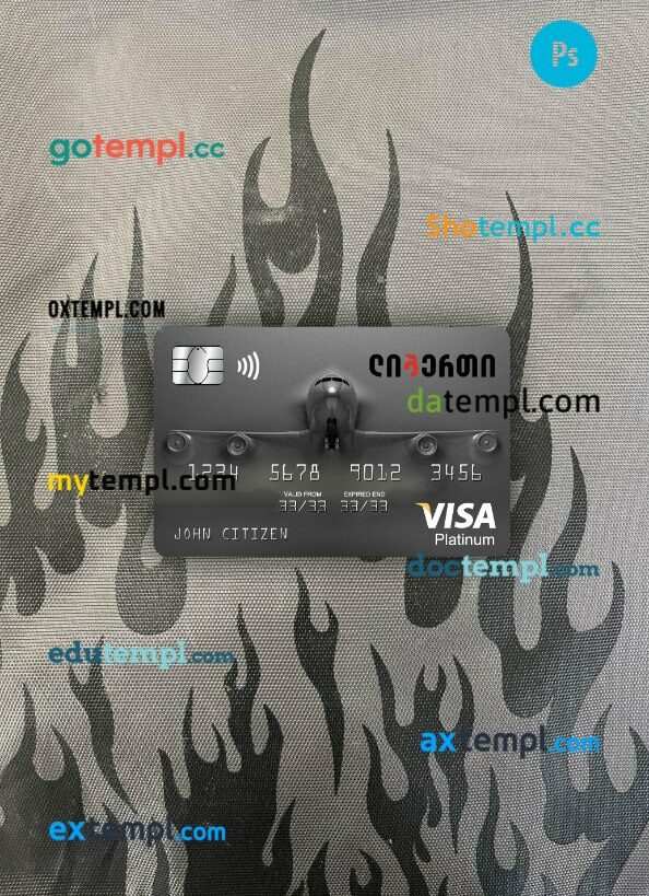 Georgia Liberty bank visa platinum card PSD scan and photo-realistic ...