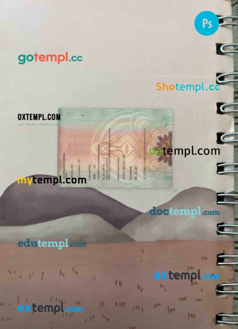 Germany ID card editable PSDs, scan and photo-realistic snapshot, 2 in ...