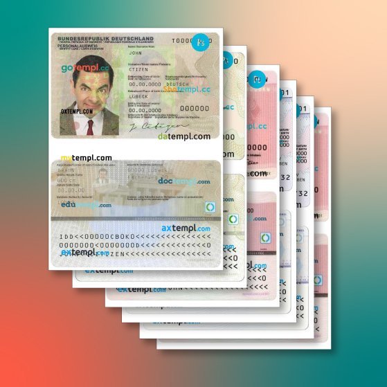 Germany ID card 6 templates in one file – with a sale price