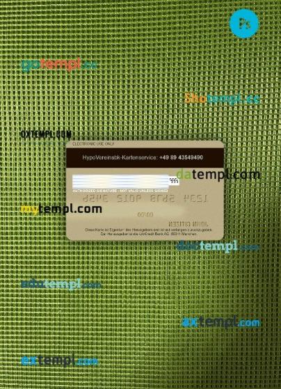 Germany UniCredit Bank VISA Credit Card PSD scan and photo-realistic ...
