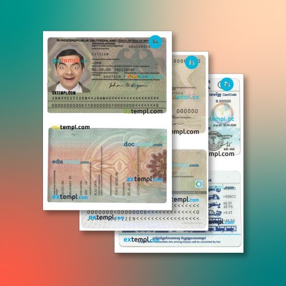 Germany identity document 3 templates in one archive – with takeaway price