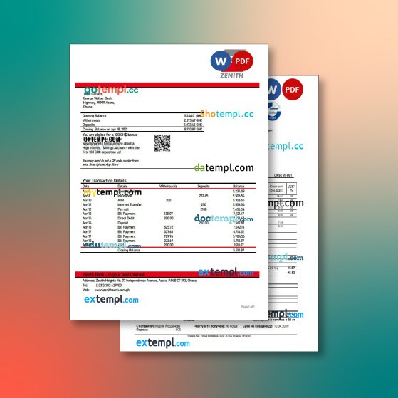 Ghana bank statement 2 templates in one file – with a sale price