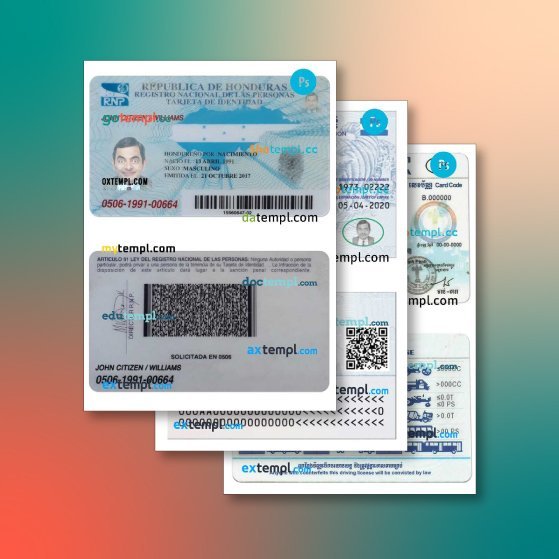 Honduras identity document 3 templates in one catalogue – with lower ...
