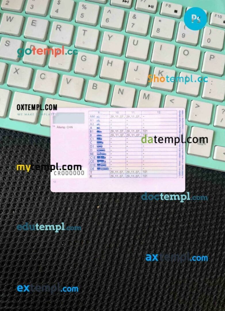 Hungary driving license editable PSD files, scan look and photo ...