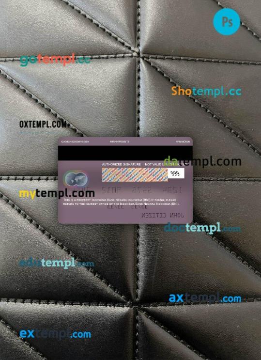 Indonesia bank Negara indonesia (BNI) mastercard PSD scan and photo ...