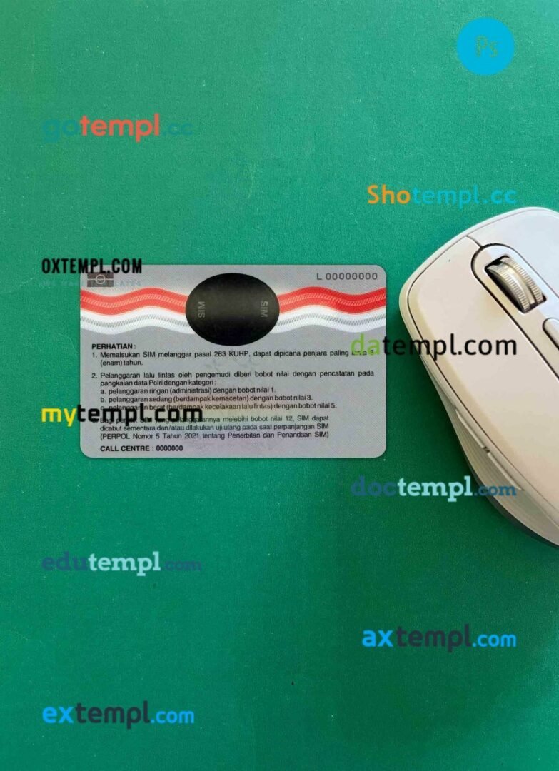 Indonesia driving license template in PSD format, fully editable