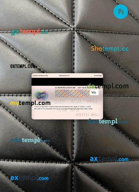 Iraq Kurdistan International Bank mastercard PSD scan and photo taken ...