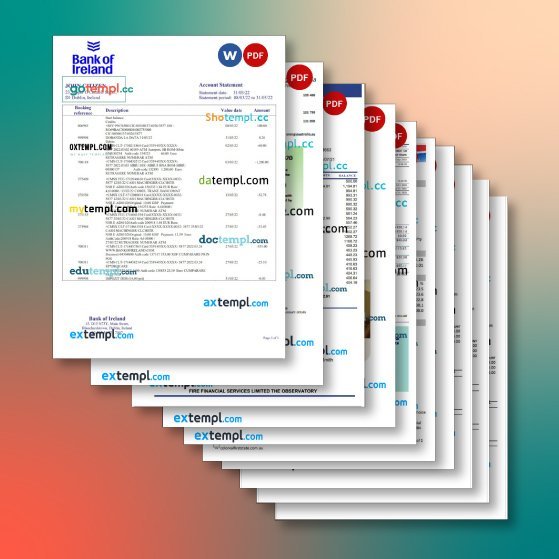 Ireland bank statement 13 templates in one catalogue – with lower price