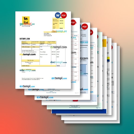 Italy utility bill 9 templates in one archive – with takeaway price