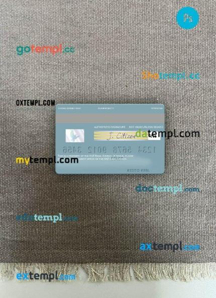 Kiribati ANZ Bank visa debit card PSD scan and photo-realistic snapshot, 2 in 1