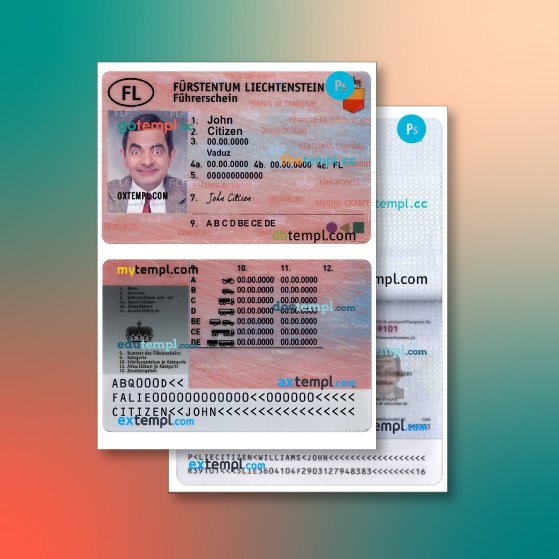 Liechtenstein identity document 2 templates in one file – with a sale price