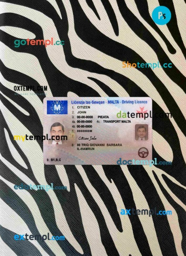 Malta driving license editable PSD files, scan look and photo-realistic ...