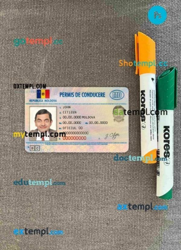 Moldova driving license editable PSD files, scan look and photo ...