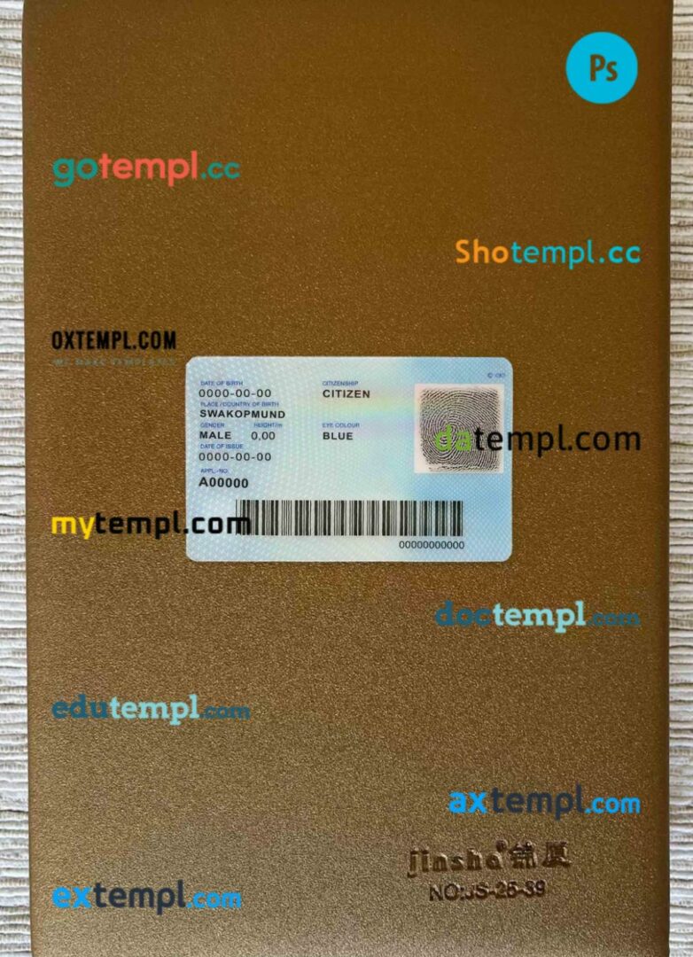 Namibia ID card editable PSD files, scan and photo taken image, 2 in 1