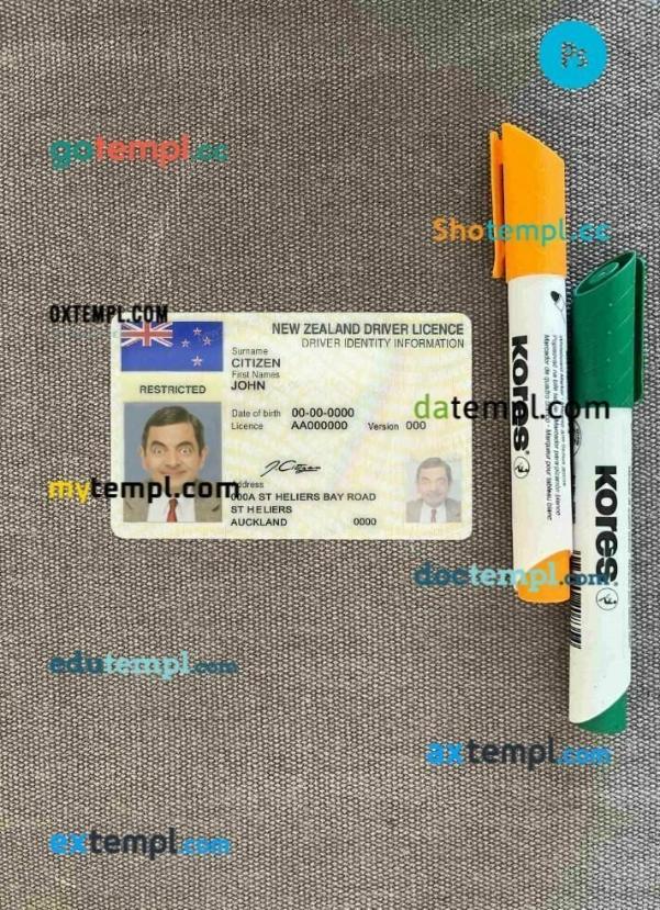 New Zeland driving license editable PSD files, scan look and photo ...